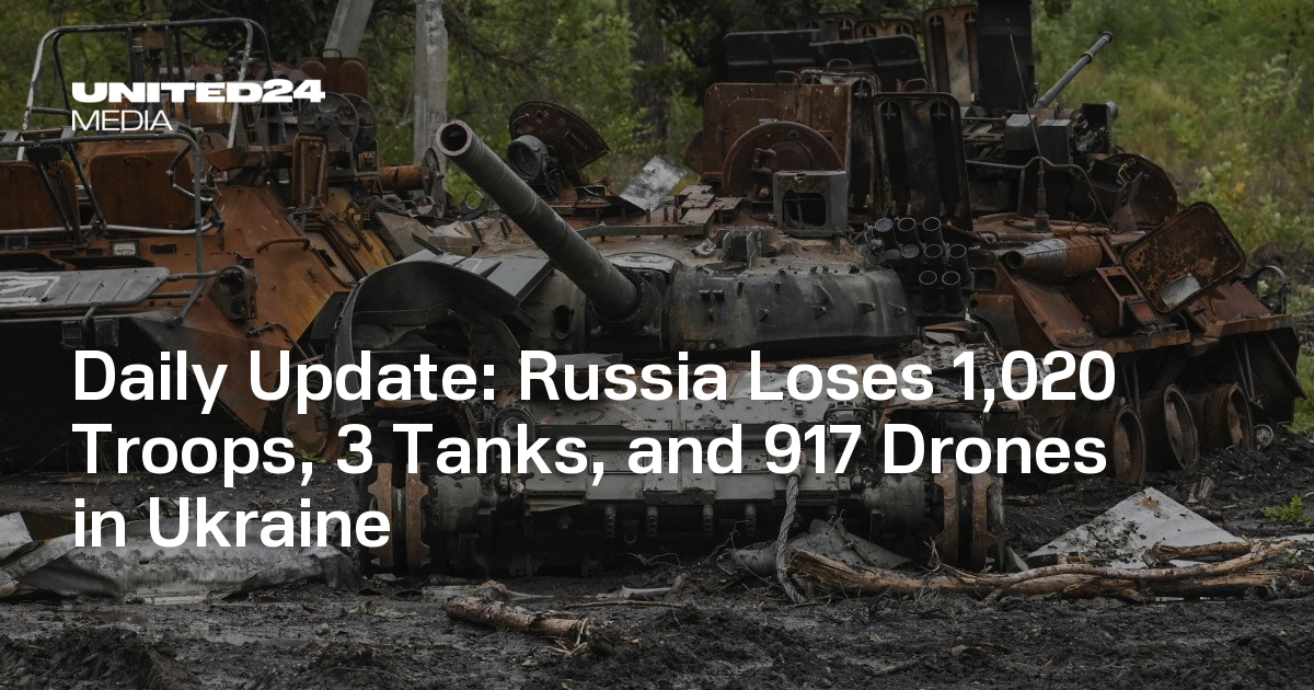 Daily Update: Russia Loses 1,020 Troops, 3 Tanks, and 917 Drones in ...