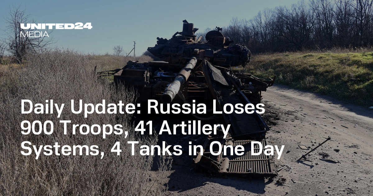 Daily Update: Russia Loses 900 Troops, 41 Artillery Systems, 4 Tanks in ...