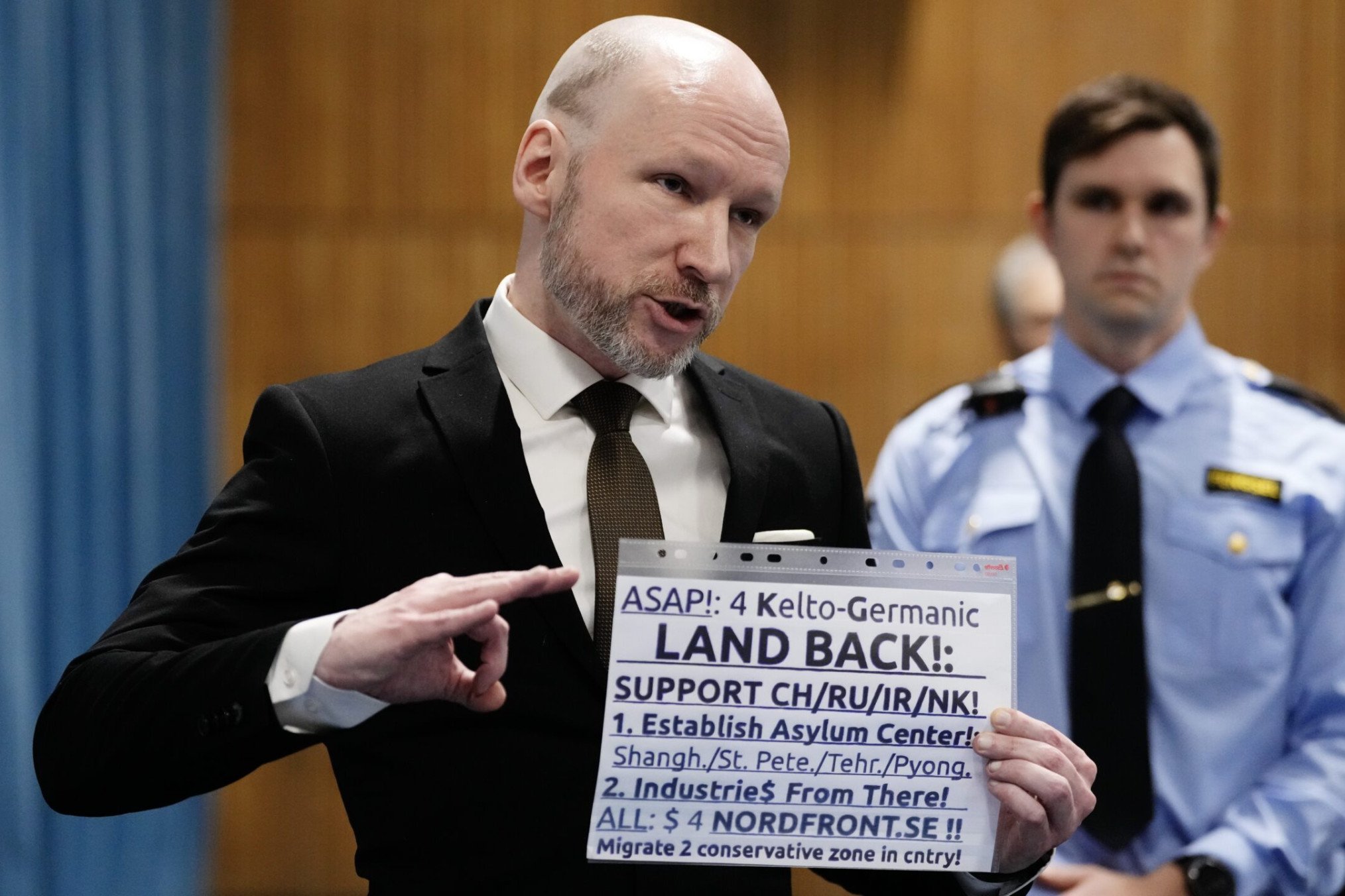 Norwegian Mass Killer Breivik Attends Parole Hearing With “Z” Shaved on ...